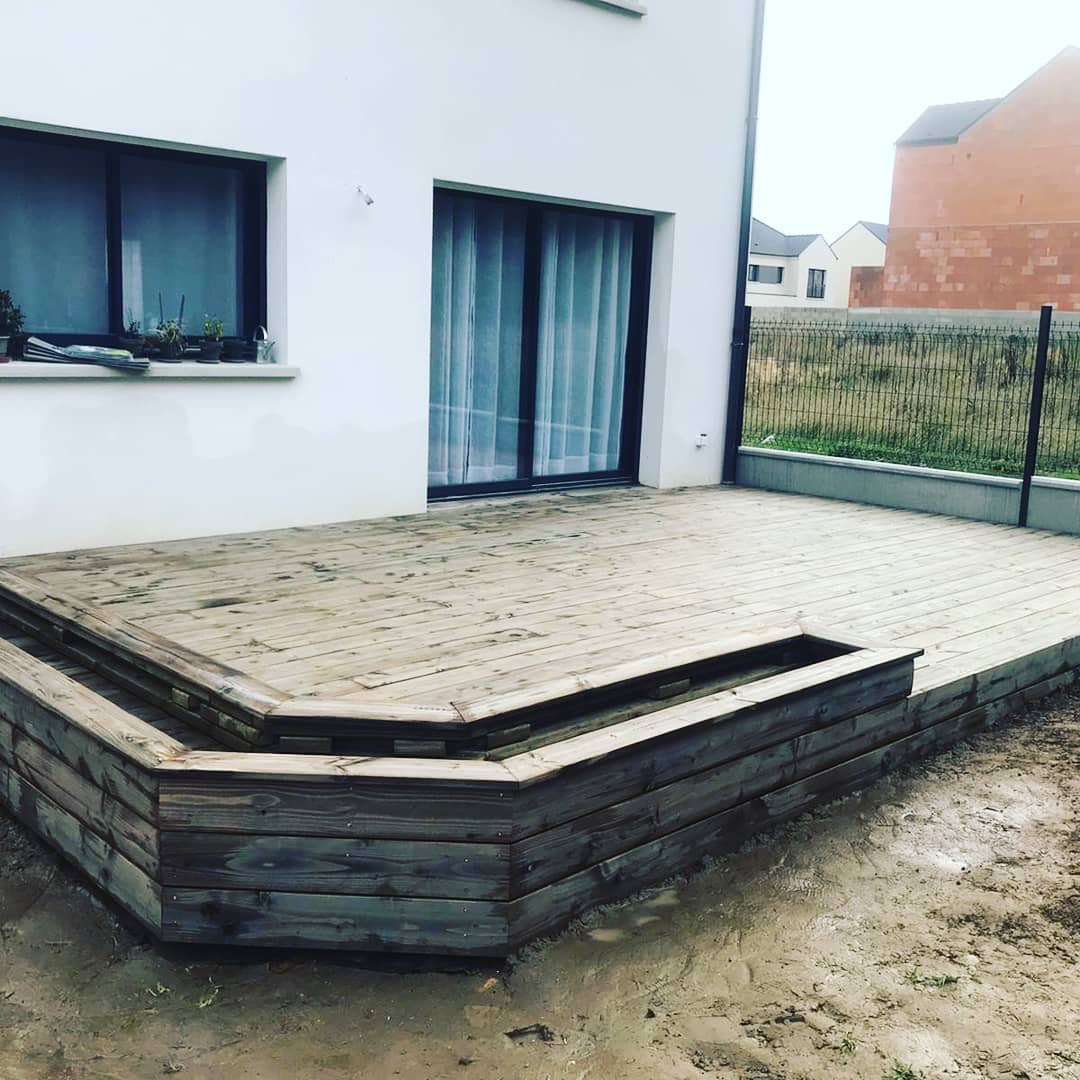Terrasse en bois douglas grisé à Penchard (77) | Terrasse bois 77 ...